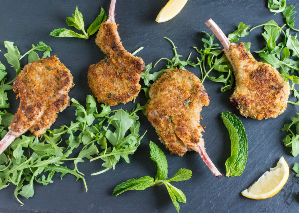 Breaded Lamb Chops with Cheese and Fresh Mint